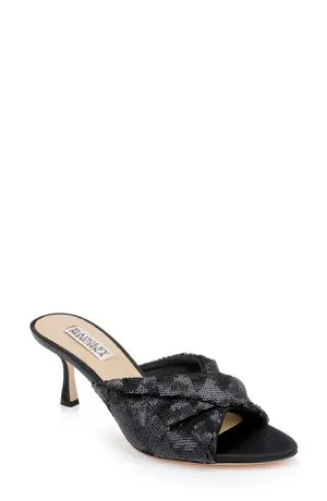 Badgley Mischka Gailea Sequined Slide Sandal - Black Sequins
