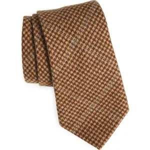 Ralph Lauren Houndstooth Check Wool Neck Tie Camel/ Brown