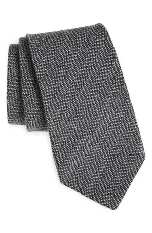 Ralph Lauren Herringbone Cashmere & Silk Neck Tie - Grey