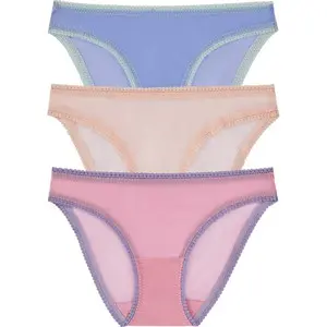 ON GOSSAMER 3-Pack Mesh Hip Bikinis Purple Multi