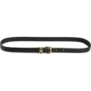 FERRAGAMO Slim Gancio Leather Belt Nero