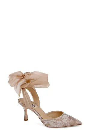 Badgley Mischka Blaze Ii Ankle Tie Pointed Toe Pump - Tan