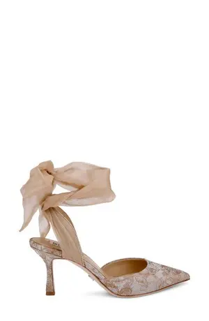 Badgley Mischka Blaze Ii Ankle Tie Pointed Toe Pump - Tan