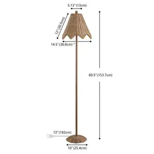 JONATHAN Y Tybee 60.5" Traditional Coastal Rattan Scalloped Led Floor Lamp
