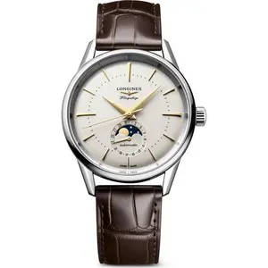 LONGINES Flagship Heritage Moonphase Automatic Strap Watch - Beige