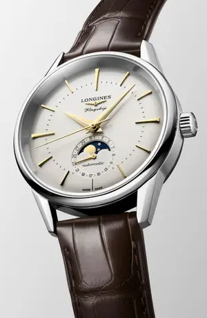 LONGINES Flagship Heritage Moonphase Automatic Strap Watch - Beige