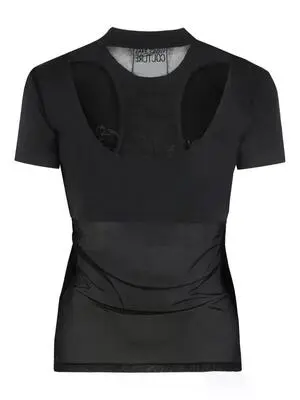 Versace Logo-print Mesh-panel T-shirt - Black