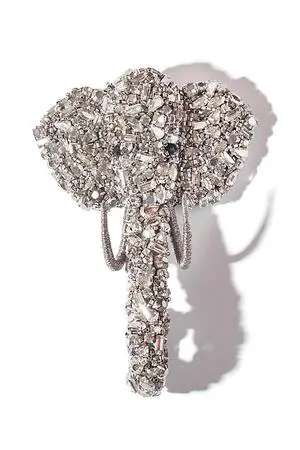 Deepa Gurnani Elephant Brooch - Dark Grey
