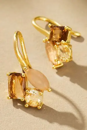Anthropologie Cluster Crystal Earrings - Brown