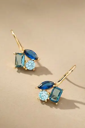 Anthropologie Cluster Crystal Earrings - Navy