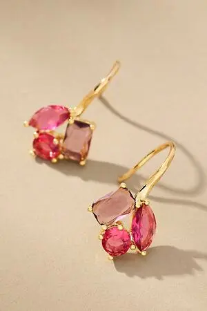 Anthropologie Cluster Crystal Earrings - Pink