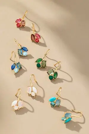Anthropologie Cluster Crystal Earrings - Turquoise