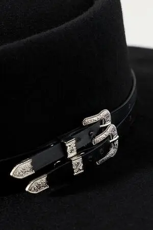 San Diego Hat Ella Double-belt Wool Boater - Black