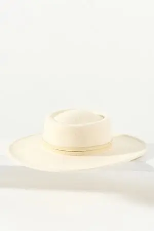 San Diego Hat Ella Double-belt Wool Boater - Ivory