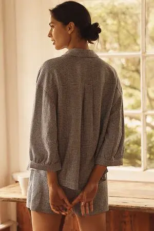 Eberjey Linen Blend Buttondown Top - Navy