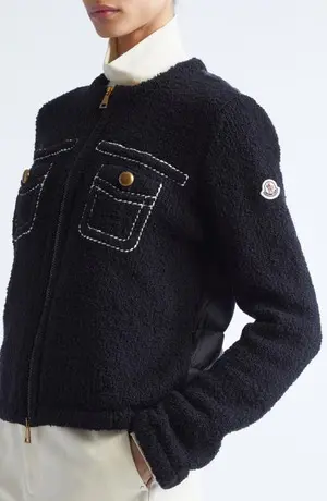 Moncler Bouclé Knit & Down Cardigan