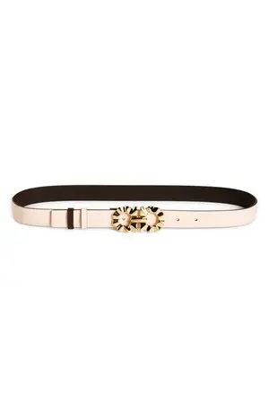FERRAGAMO Gancio Buckle Reversible Leather Belt - Ballet Testa Di Moro