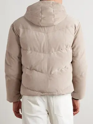 Brunello Cucinelli Quilted Suede Hooded Down Jacket - Neutrals