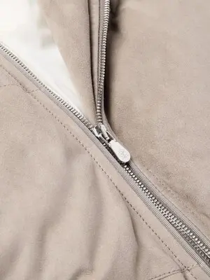 Brunello Cucinelli Quilted Suede Hooded Down Jacket - Neutrals