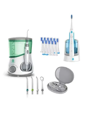 PURSONIC Water Flosser & Sonic Rechargeable Toothbrush Bundle Complete Oral Care System With Uv Sanitizing Function - White