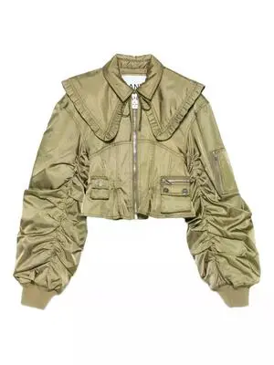 GANNI Duchess Bomber Jacket - Green