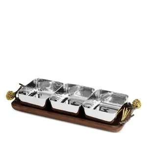 Michael Aram Pine Cone Wood Triple Bowl