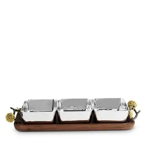 Michael Aram Pine Cone Wood Triple Bowl