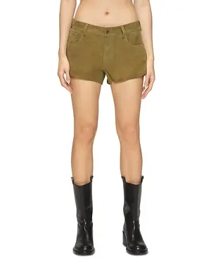 Women's Green Leather Shorts
