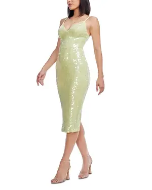 Dress The Population Megan Sequin V-neck Midi Dress