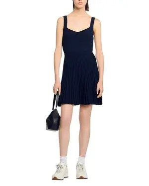 Sandro Sleeveless Pleated Knit Mini Dress