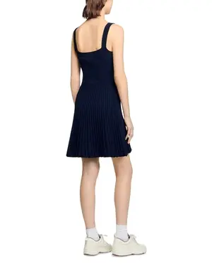 Sandro Sleeveless Pleated Knit Mini Dress