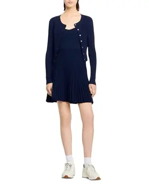 Sandro Sleeveless Pleated Knit Mini Dress