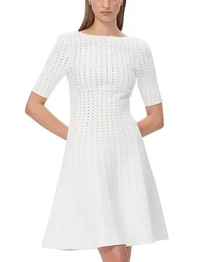 Herve Leger Donna Fit-and-flare Dress - Alabaster