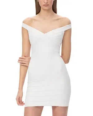 Herve Leger Rachel Bandage Mini Dress - Alabaster