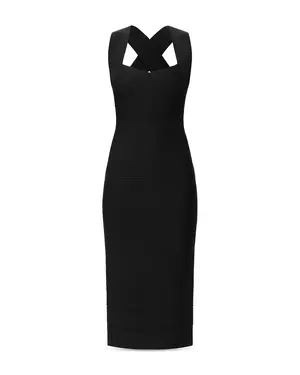 Herve Leger Halterneck Bandage Midi Dress - Black