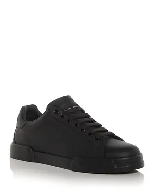 Dolce & Gabbana Calfskin Leather Lace Up Sneakers - Black