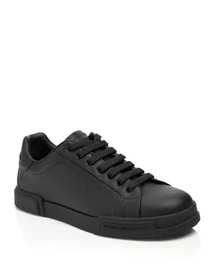 Dolce & Gabbana Calfskin Leather Lace Up Sneakers - Black