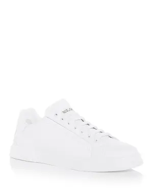 Dolce & Gabbana Calfskin Leather Lace Up Sneakers - White