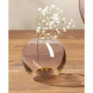 NUDE GLASS Small Mars Vase, Steel Apricot