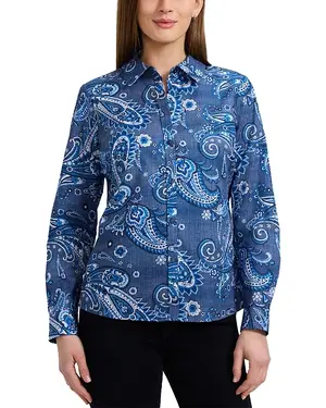 Foxcroft Hampton Paisley Print Shirt - Blue Multi