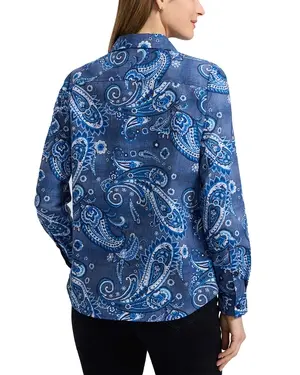 Foxcroft Hampton Paisley Print Shirt - Blue Multi