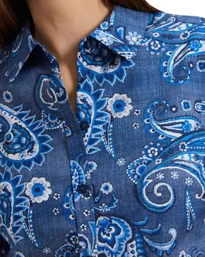 Foxcroft Hampton Paisley Print Shirt - Blue Multi