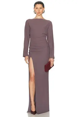 Lapointe Stretch Drape Off The Shoulder Dress
