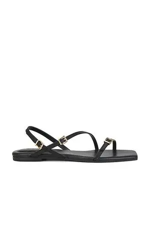Simkhai Carey Leather Strappy Flat Sandal - Black