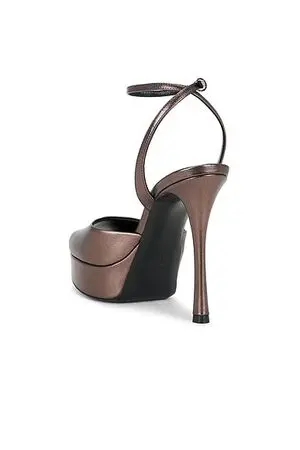 Saint Laurent La Scandale Platform Sandal - Metal Walnut