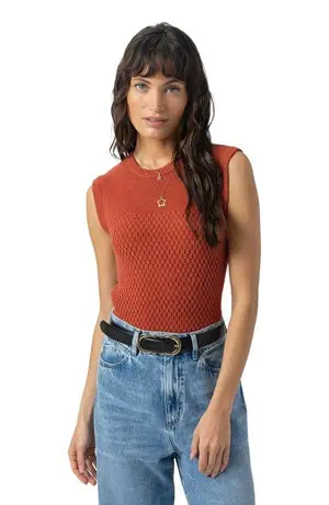 SAINT + SOFIA Honeycomb Sleeveless Rib Knit - Orange