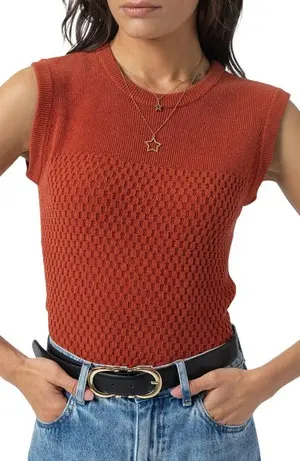 SAINT + SOFIA Honeycomb Sleeveless Rib Knit - Orange