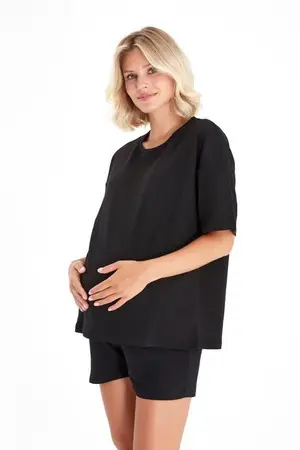 ACCOUCHEE Anytime Anywhere Maternity/nursing T-shirt With Side Zips - Black