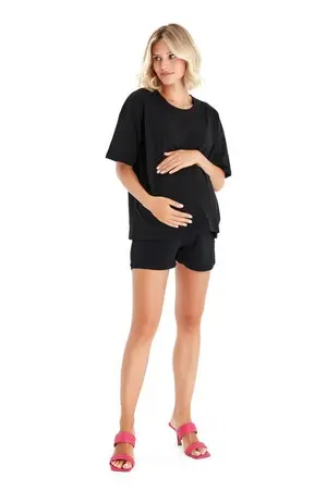 ACCOUCHEE Anytime Anywhere Maternity/nursing T-shirt With Side Zips - Black