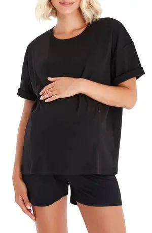 ACCOUCHEE Anytime Anywhere Maternity/nursing T-shirt With Side Zips - Black